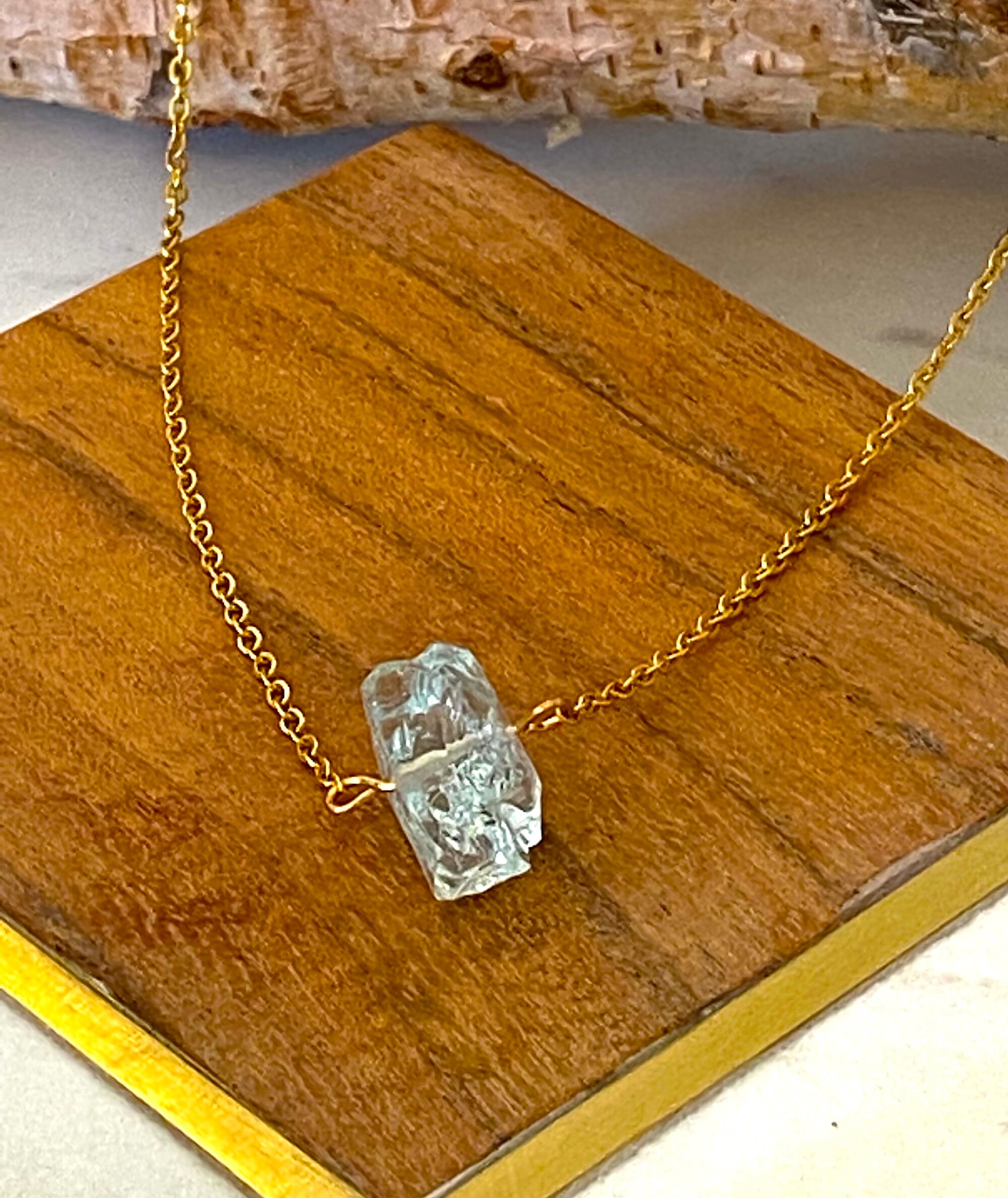 Blue Topaz Crystal Necklace, December Birthstone, Gemstone Layering ...