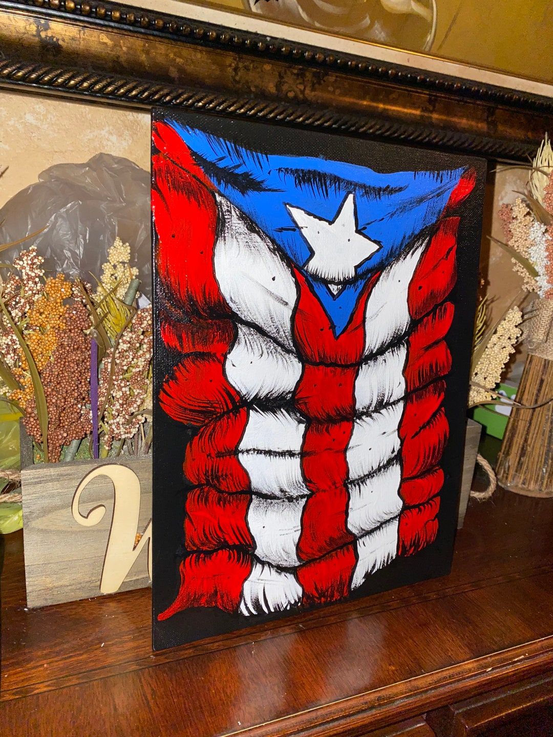 Hand Painted Puerto Rican Flag - Etsy