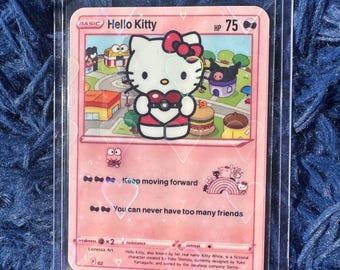 Hello Kitty Holographic Pokemon Card - Etsy