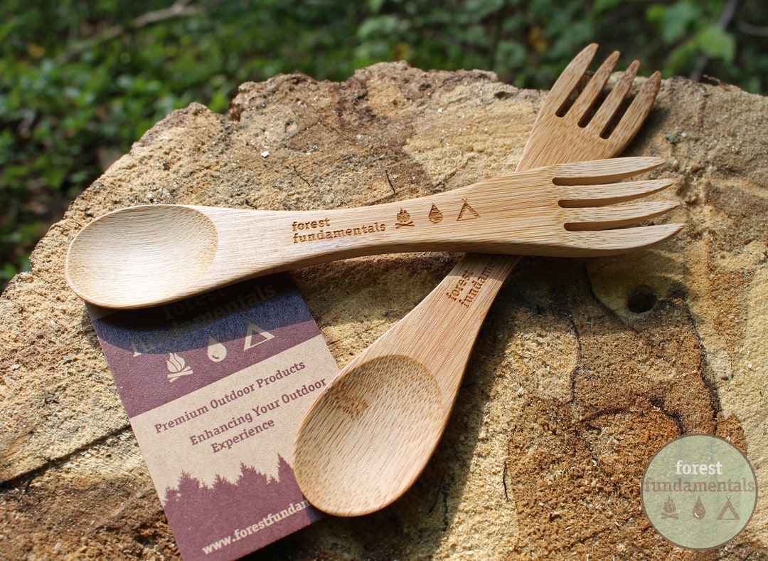 4x Reusable Bamboo Eco-friendly Spork | Bushcraft, Camping, Travel ...