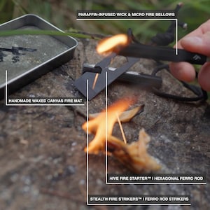 Pocket Fire Lighting Kit | Ferro Rod Fire Steel Kit Tin | All-weather ...