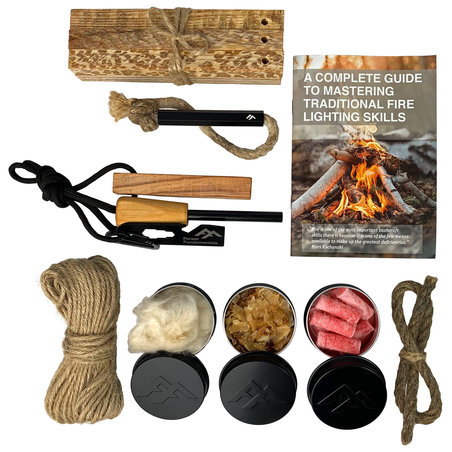 Traditional Fire Lighting Kit | Bushcraft Fire Kit Tin | Ferro Rod Fire ...