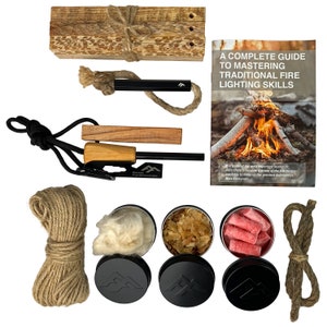 Traditional Fire Lighting Kit | Bushcraft Fire Kit Tin | Ferro Rod Fire ...