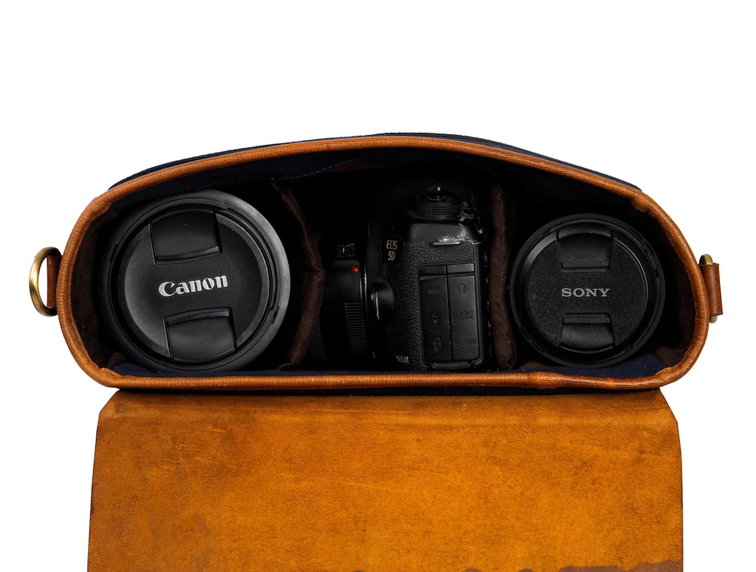 Camera Bag Canvas and Leather Camera Satchel Bag Shoulder Camera Bag ...