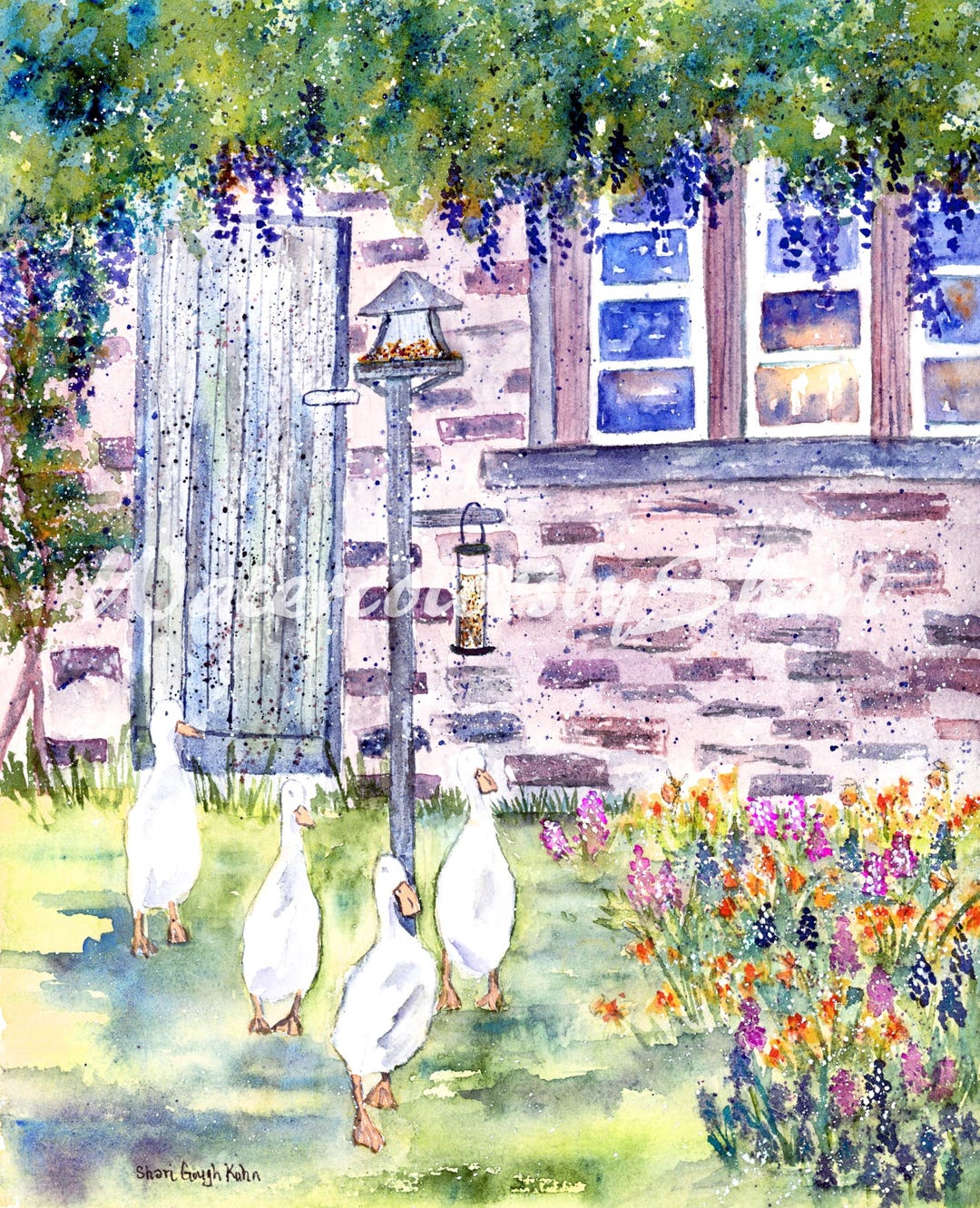 Goose Cottage Watercolor Print by Shari Kuhn, Home Decor Wall Art ...