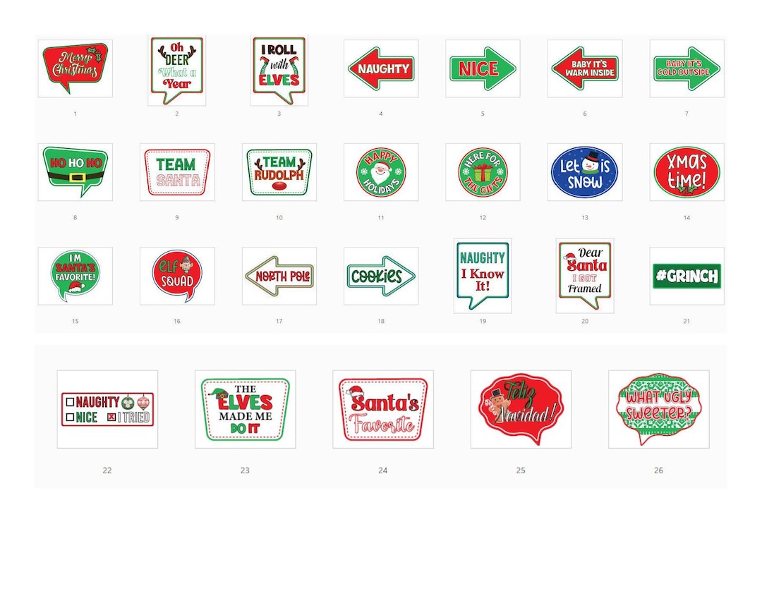 Christmas & Holidays 26 Printable Photo Booth Prop Signs - Etsy