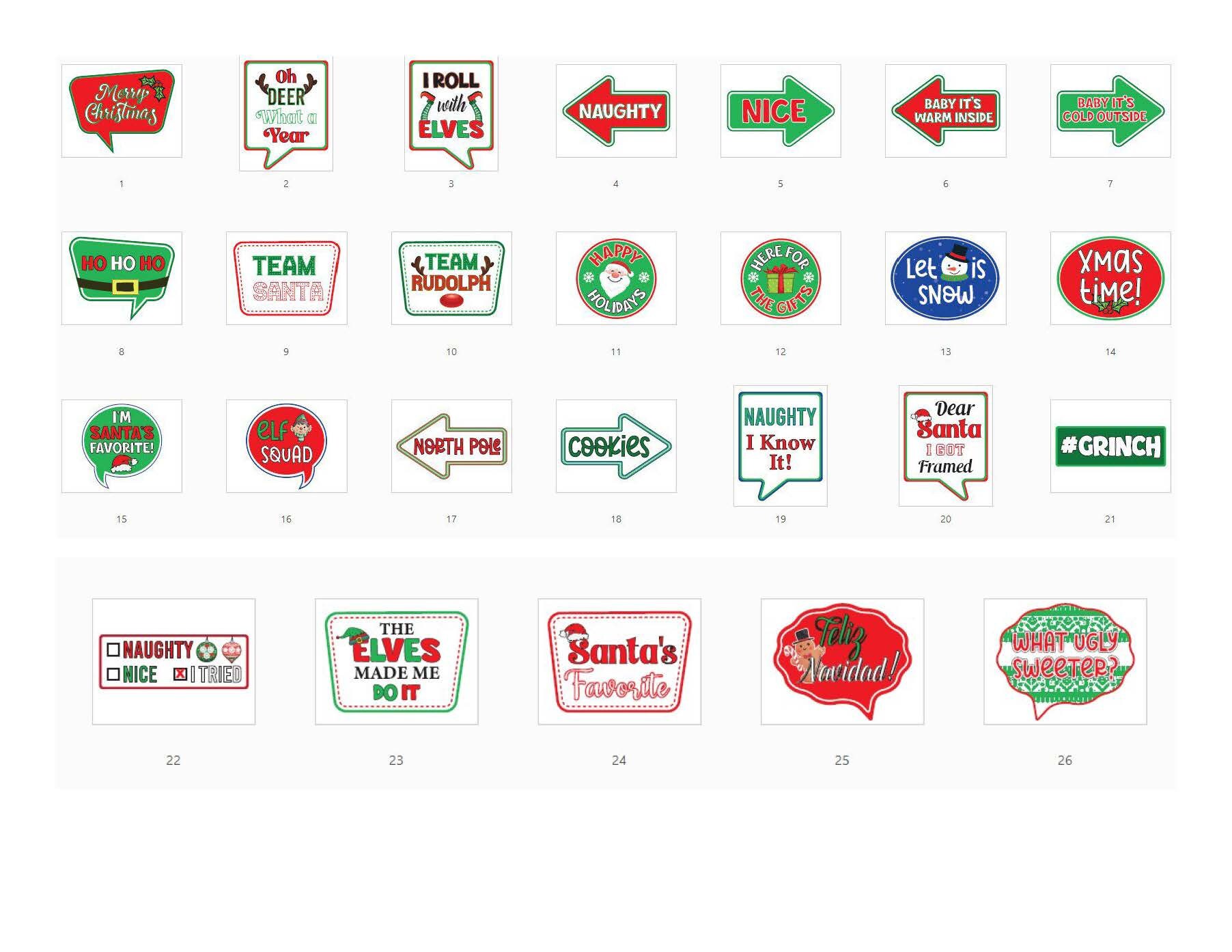 Christmas & Holidays 26 Printable Photo Booth Prop Signs - Etsy
