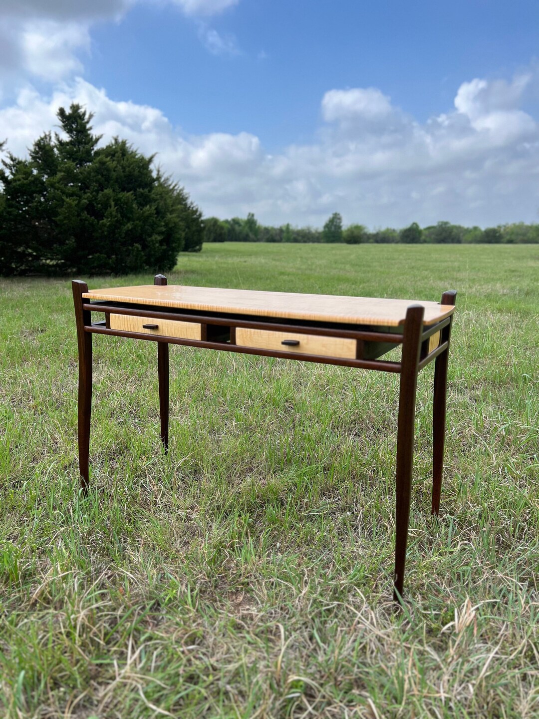 Walnut and Figured Maple Writing Desk - Etsy