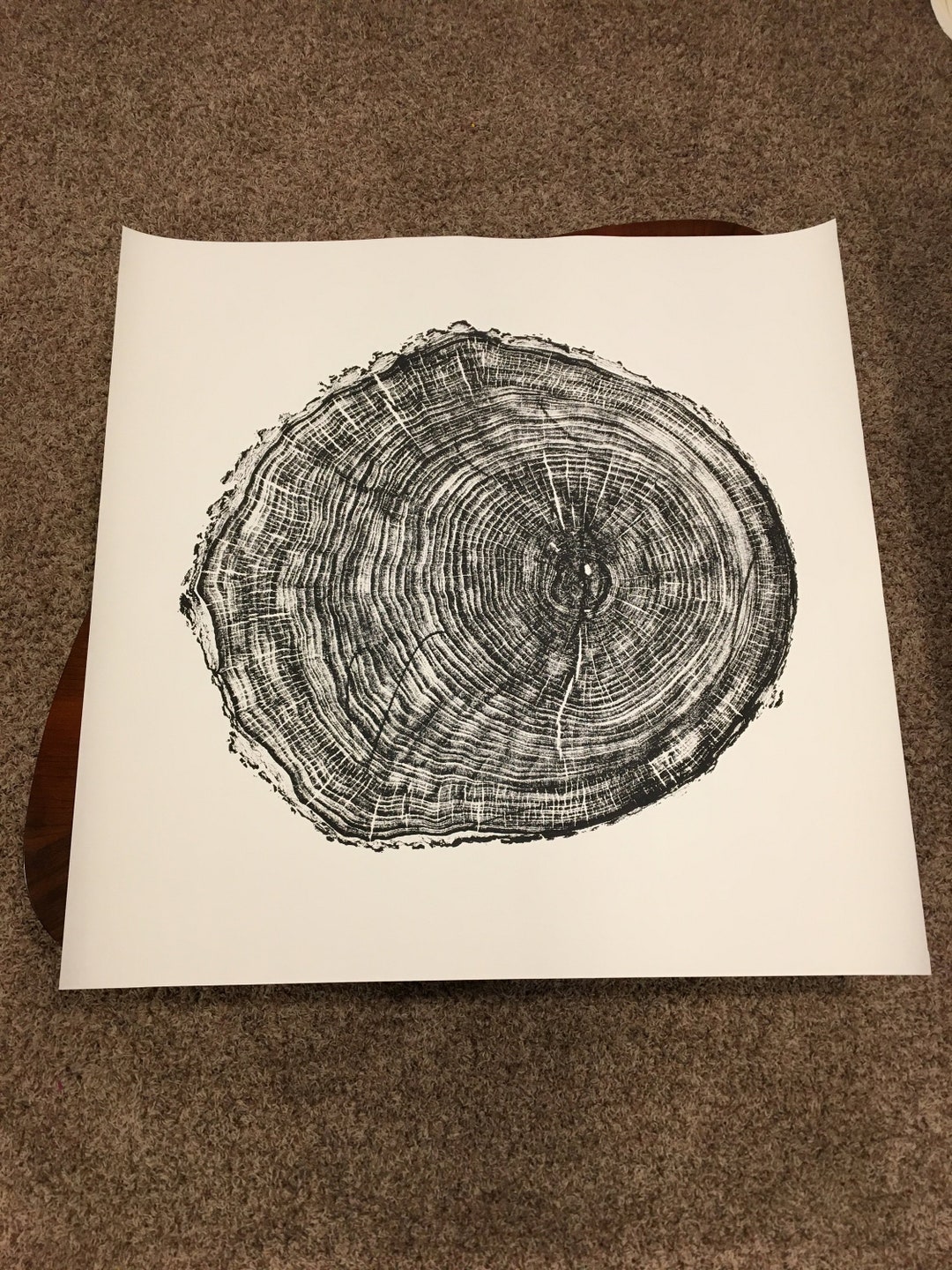 39"x39" Original Tree Ring Relief Print Walnut on White, "m" - Etsy