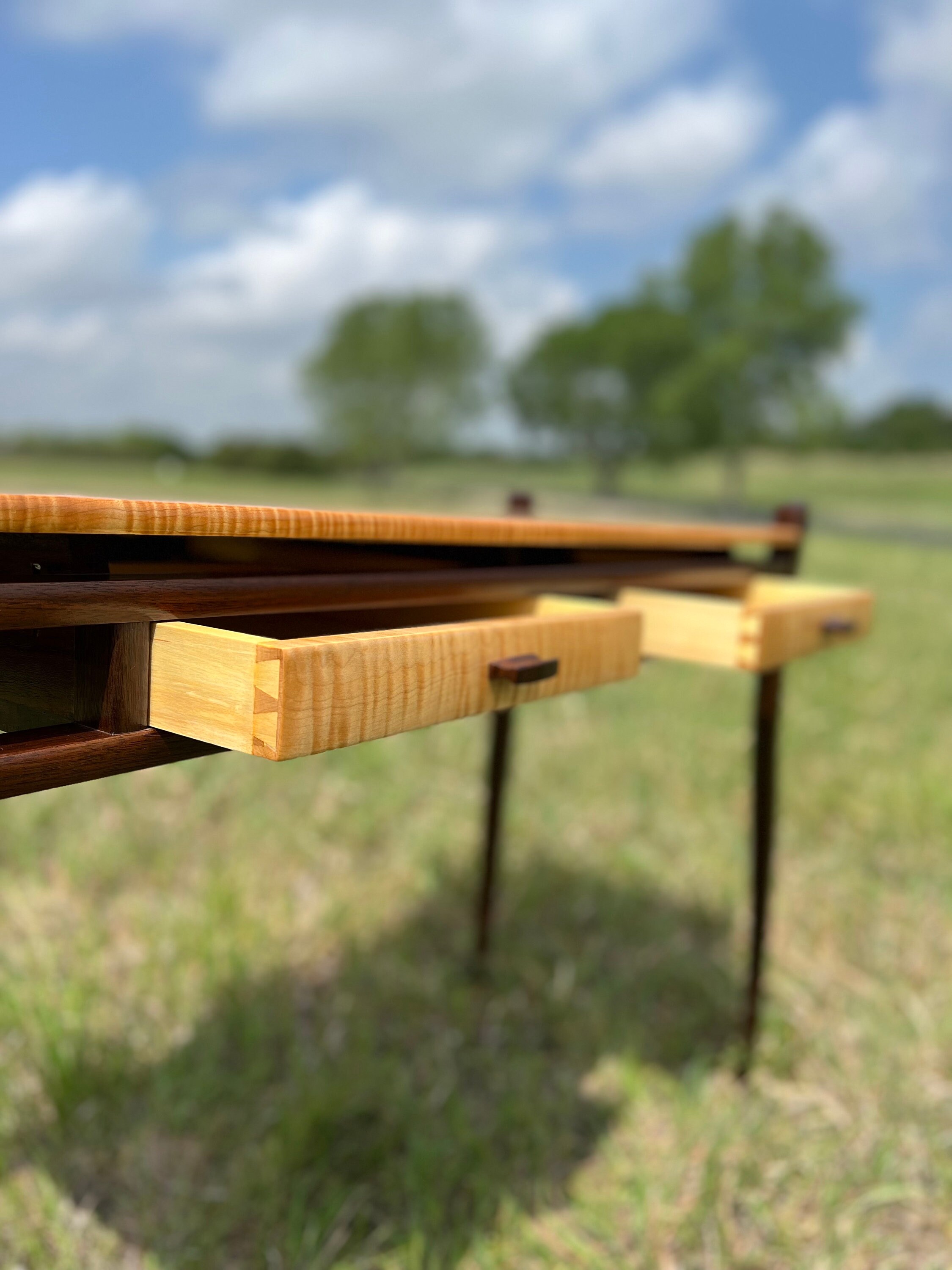 Walnut and Figured Maple Writing Desk - Etsy