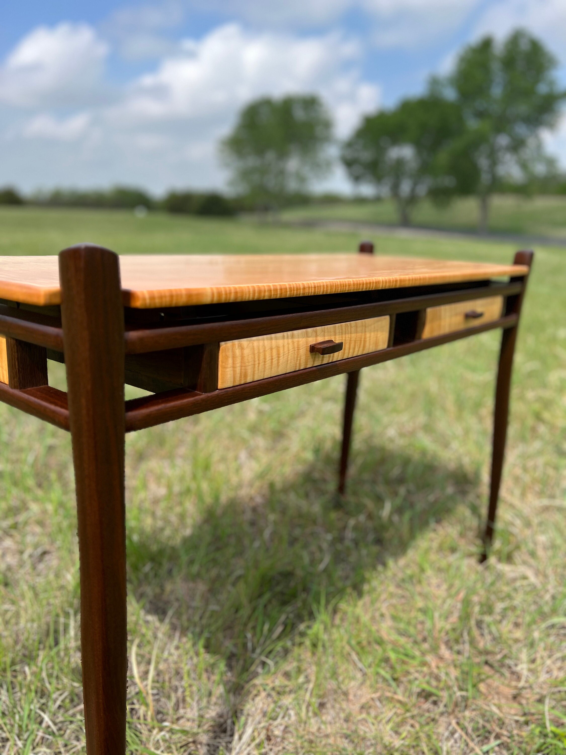 Walnut and Figured Maple Writing Desk - Etsy