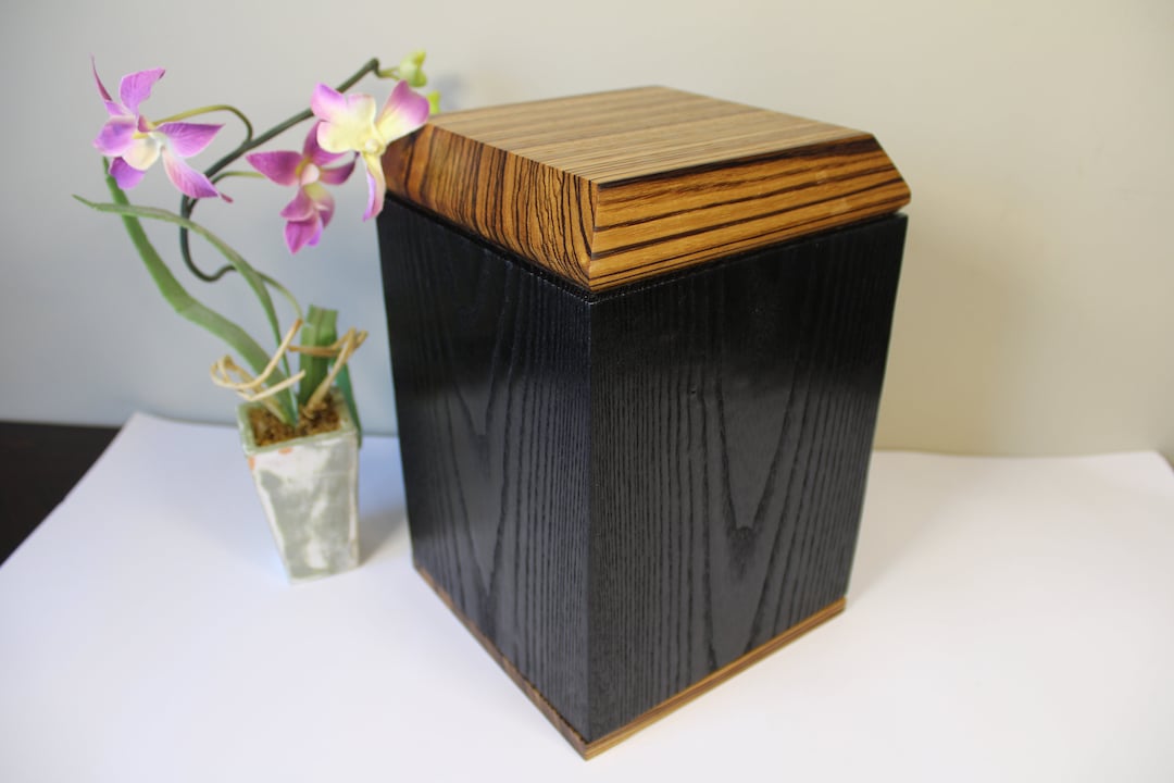 Wood Modern Style Cinerary Urn – Charred Ash & Zebrawood #1 - Etsy