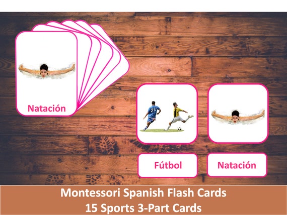 Spanish Flash Cards // Sports // 15 Cards Montessori | Etsy