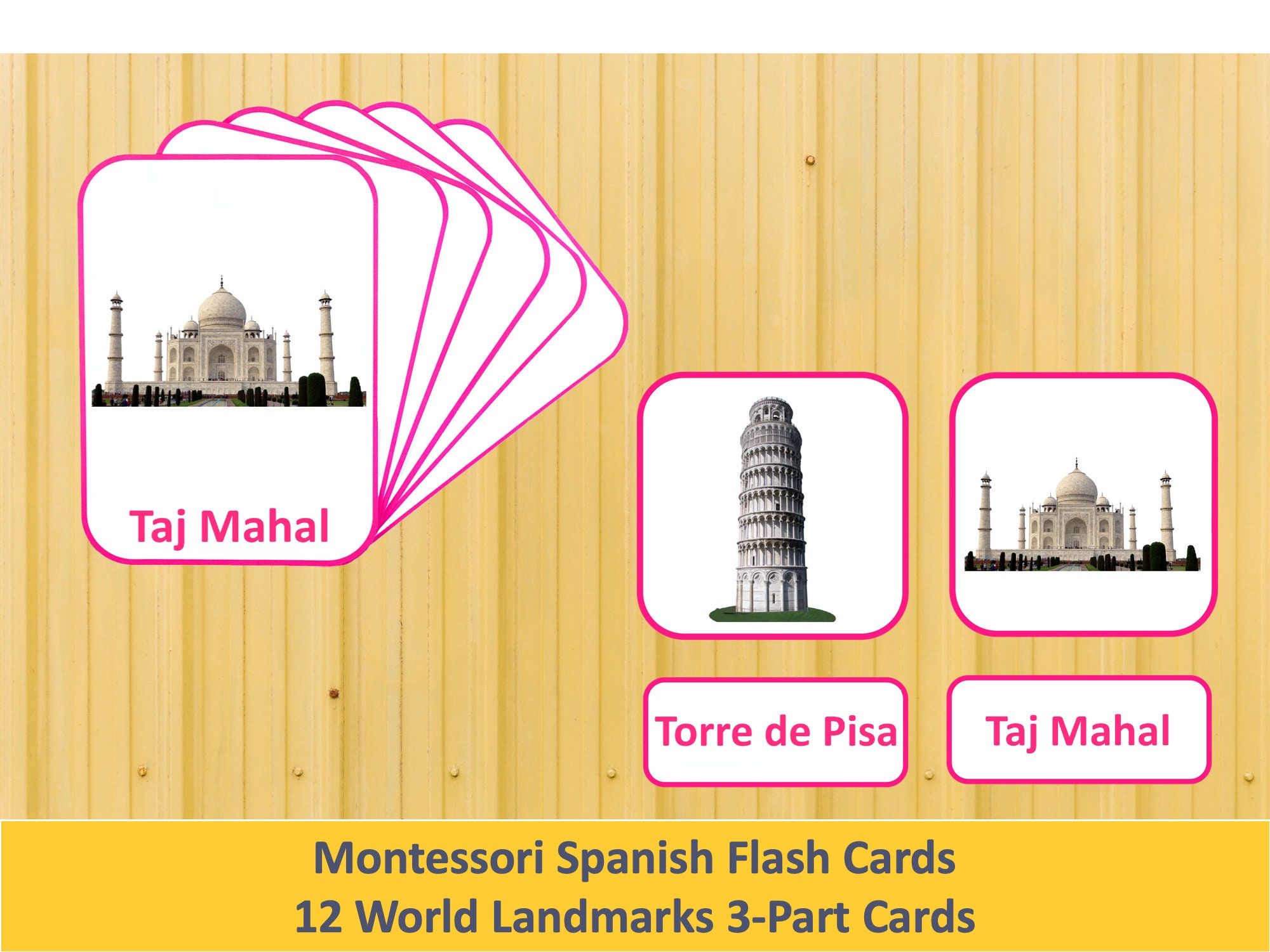 Spanish Flash Cards // World Landmarks //12 Cards montessori - Etsy UK