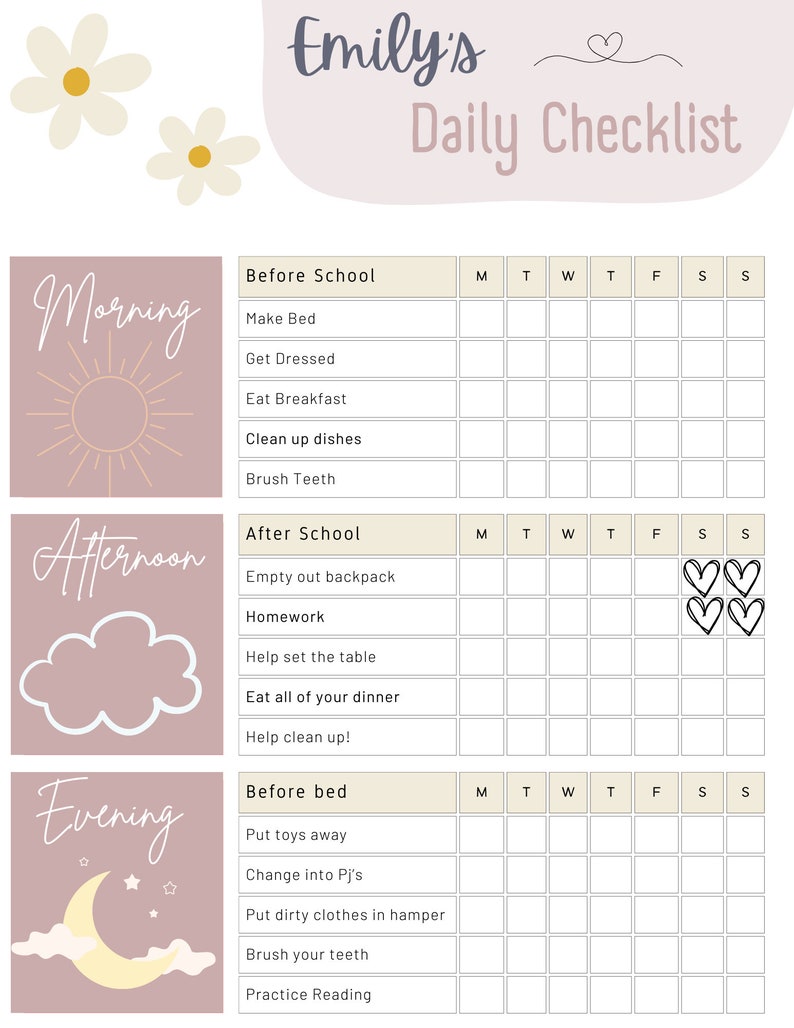 Weekly Kids Checklist BUNDLE!!!! Helps With Empowering Families ...