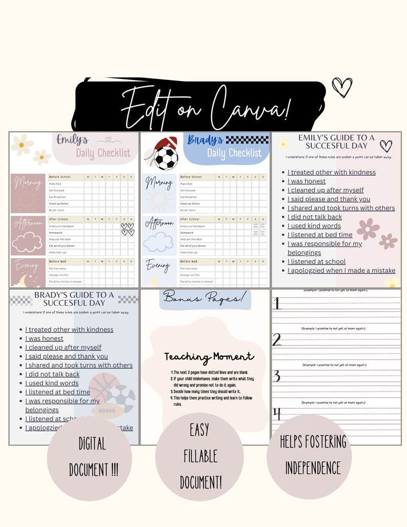 Weekly Kids Checklist BUNDLE!!!! Helps With Empowering Families ...