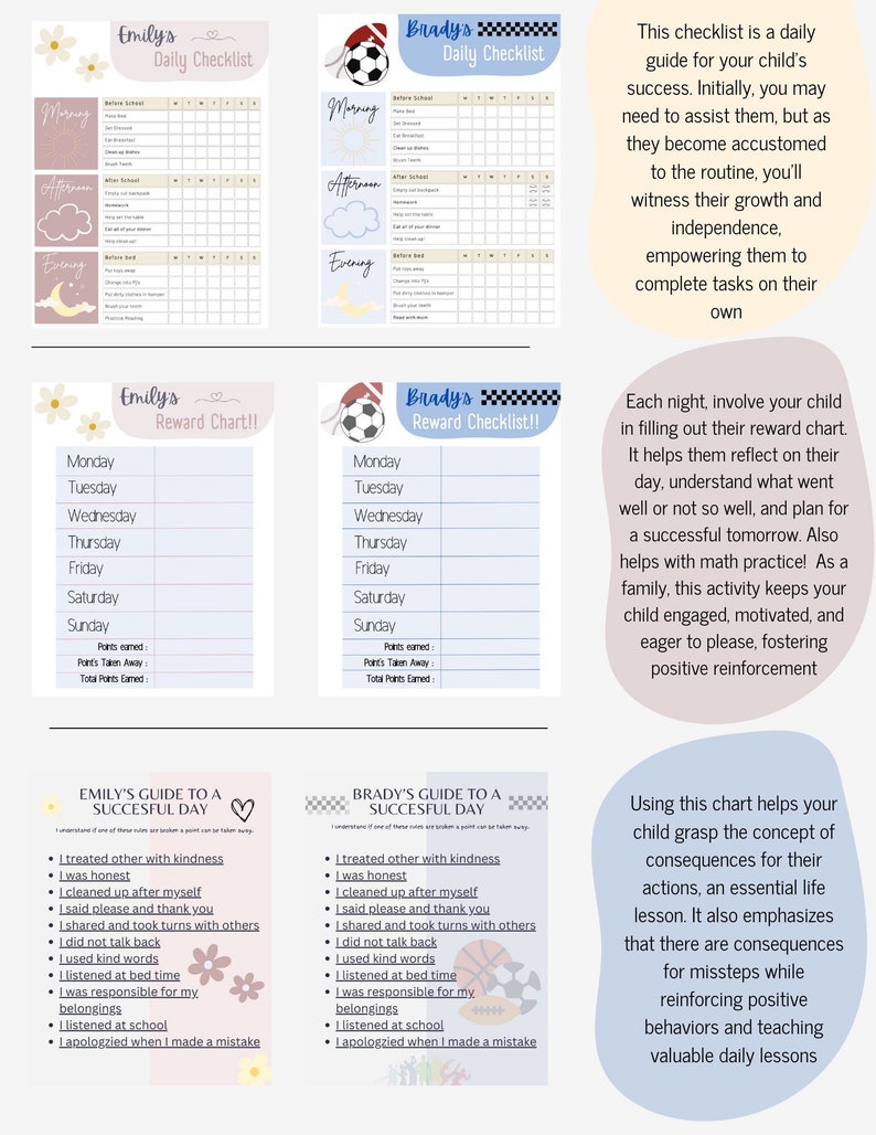 Weekly Kids Checklist BUNDLE!!!! Helps With Empowering Families ...