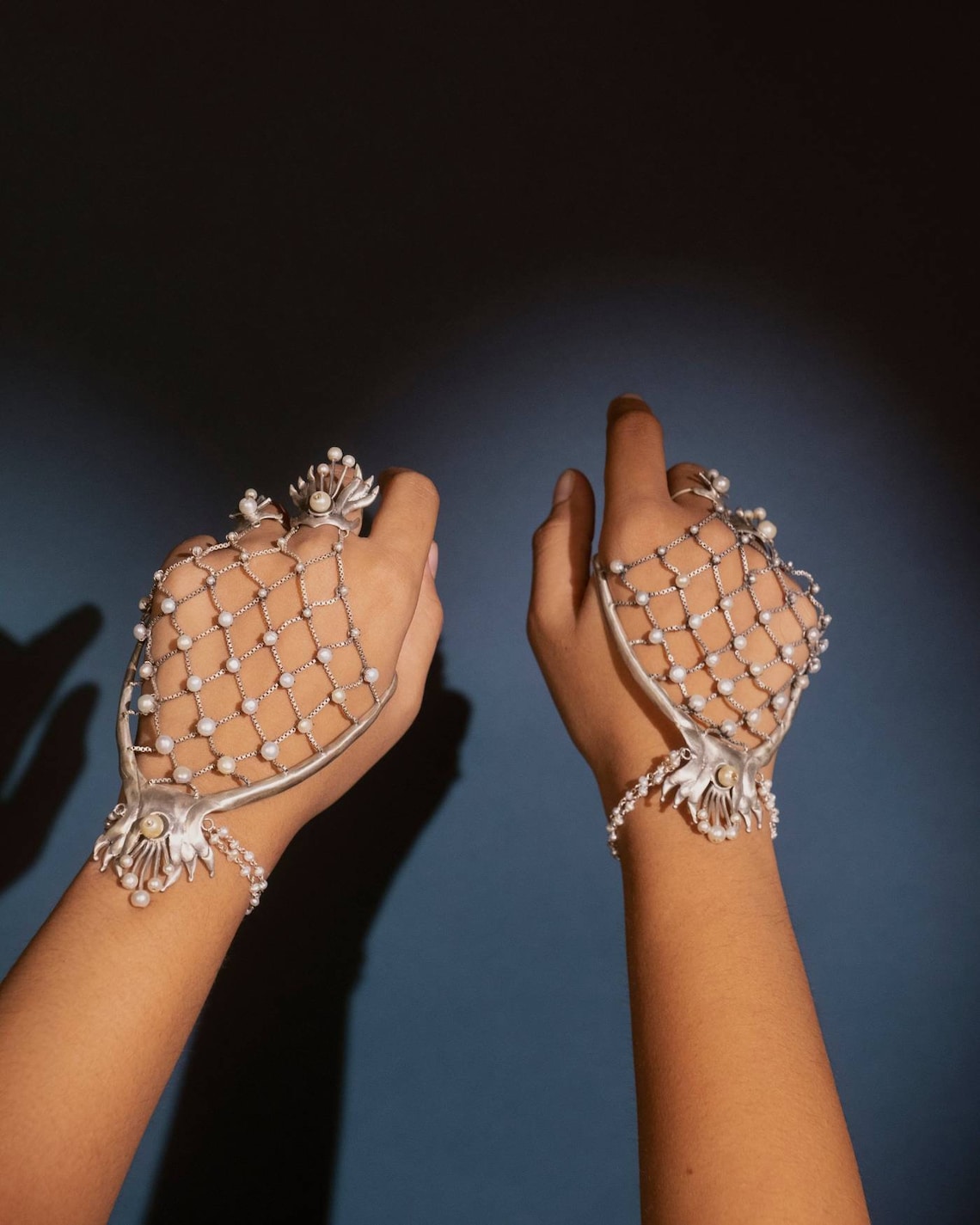 Kaju Katli Palm Cuff Silver/925 Sterling Silver/oxidised Polish ...