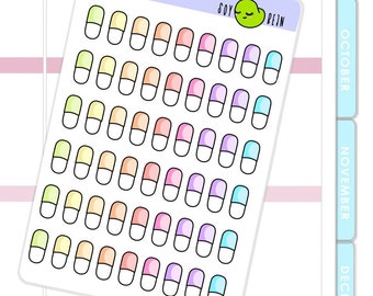 42 Cute AM/PM Medicine Tracker/medicine/pills/reminder Planner Stickers ...