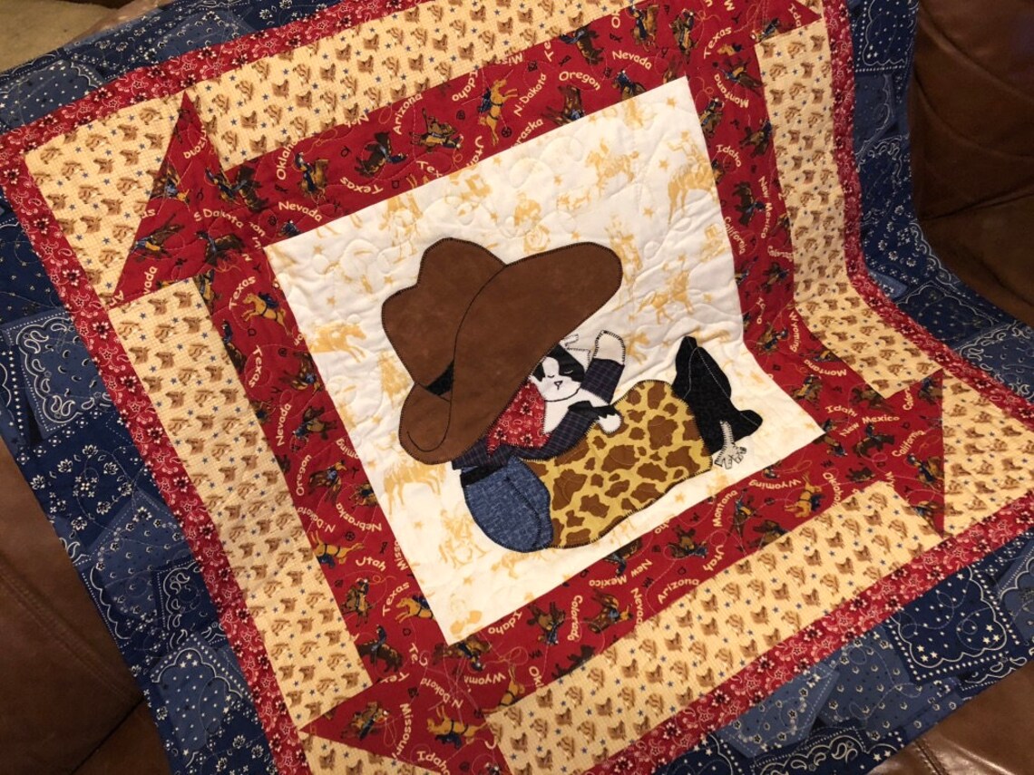 Baby Cowboy Quilt Pattern Cute Western Horse or Pony Gift | Easy Bed or ...