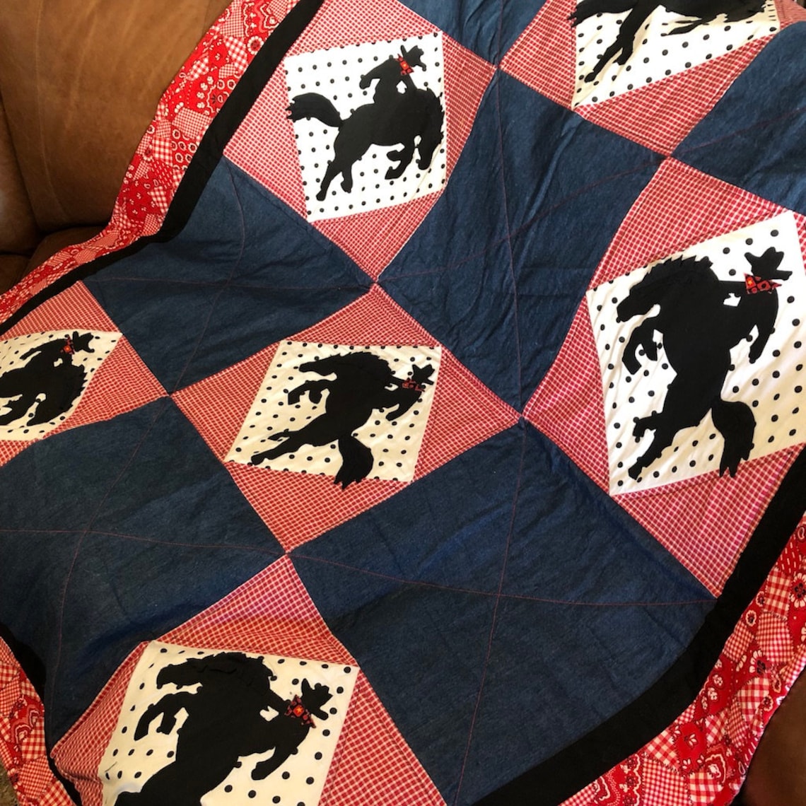 Cowboy Quilt Pattern | Wrangler | Cute Western Horse or Pony Gift ...