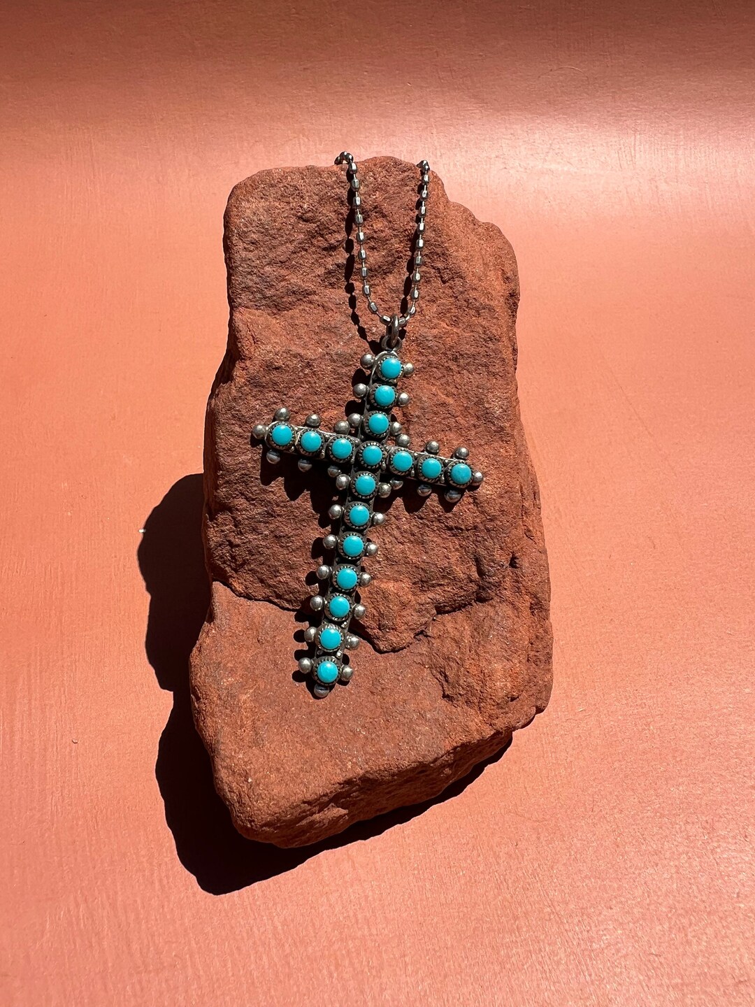 Fred Harvey Sterling Snake Eye Turquoise Cross Necklace | Sterling ...