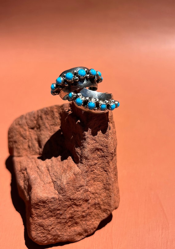Native American Wide Sterling Snake Eye Turquoise Hoo… - Gem