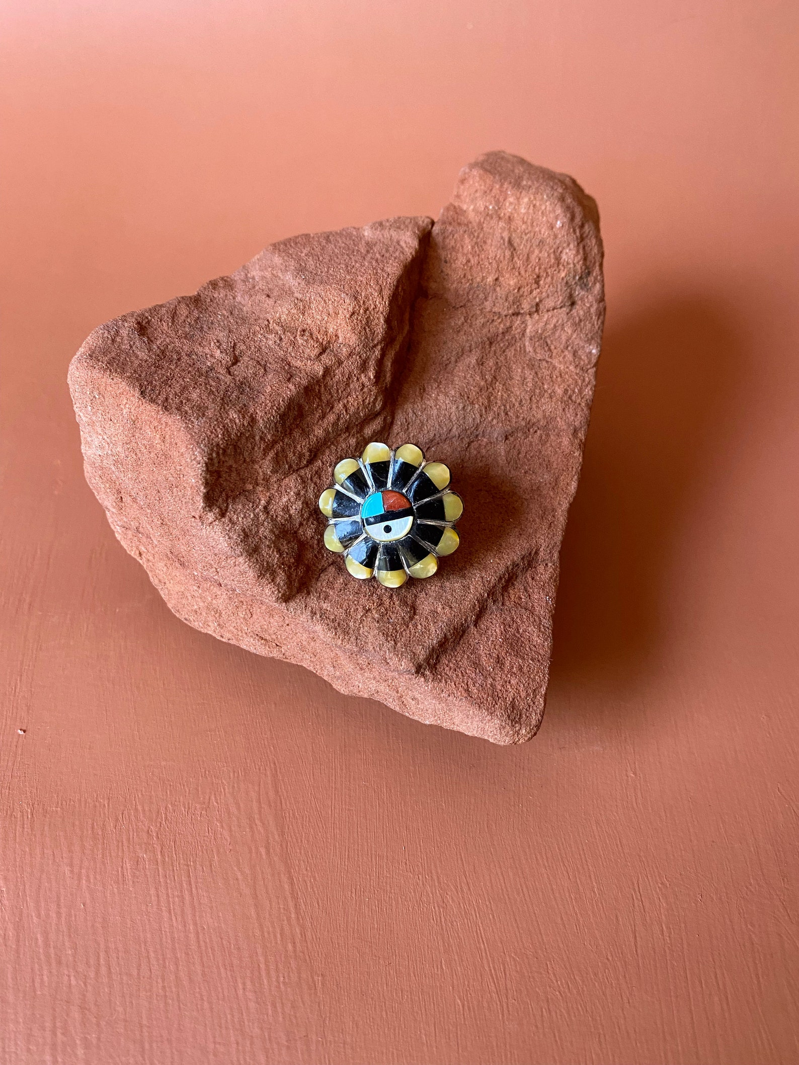 Zuni Sunface Stone Inlay Pin Native American Sun Chief - Etsy