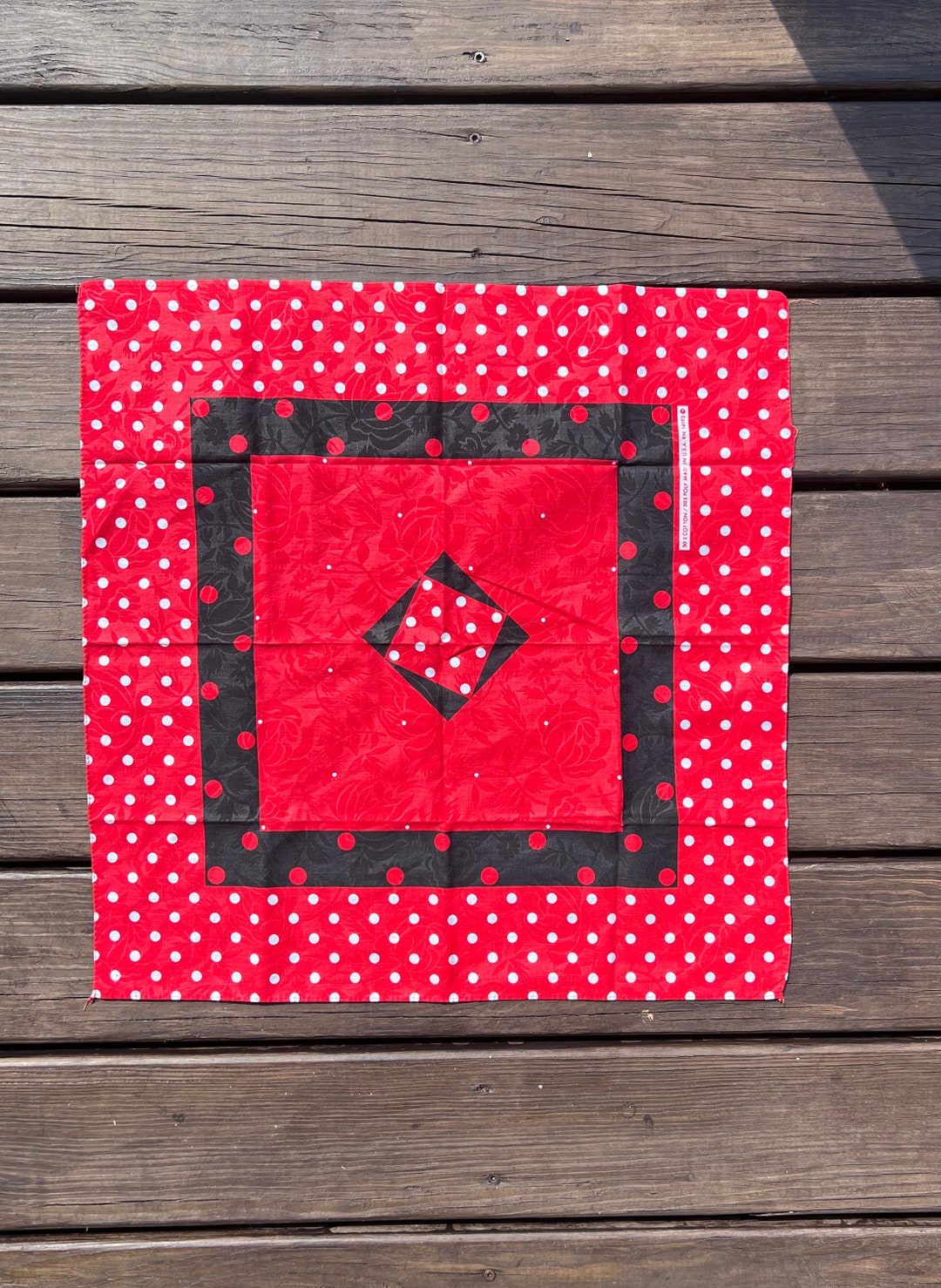 Vintage Red Polka Dot Floral Overlay Bandana - Etsy