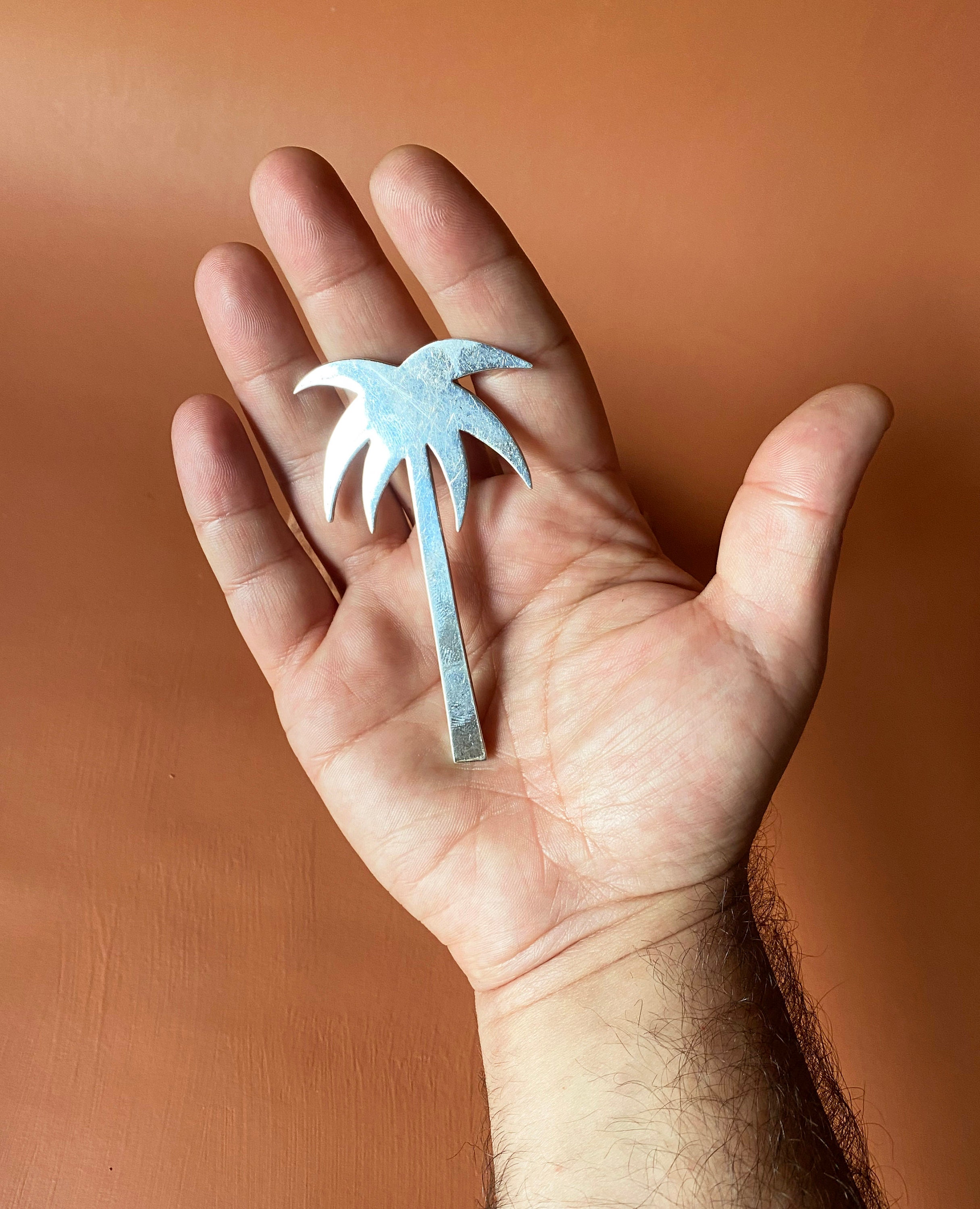 Sterling Oversized Palm Tree Pin Disco Palm Tree Silver | Etsy