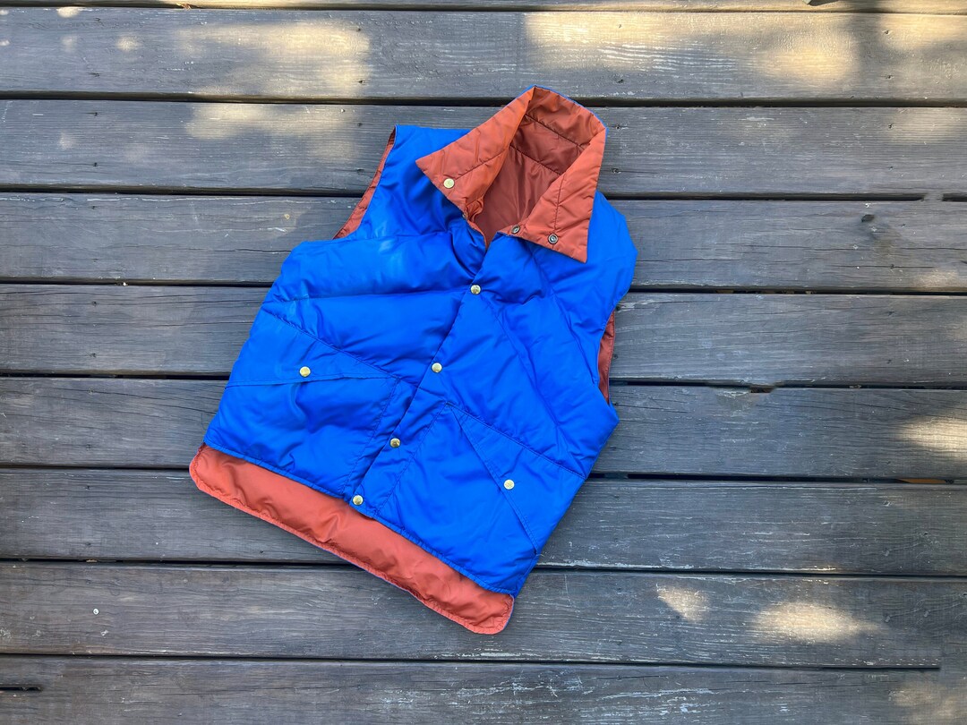 Vintage Down Puffer Vest in Cobalt and Rust by Lacrosse Reversible ...