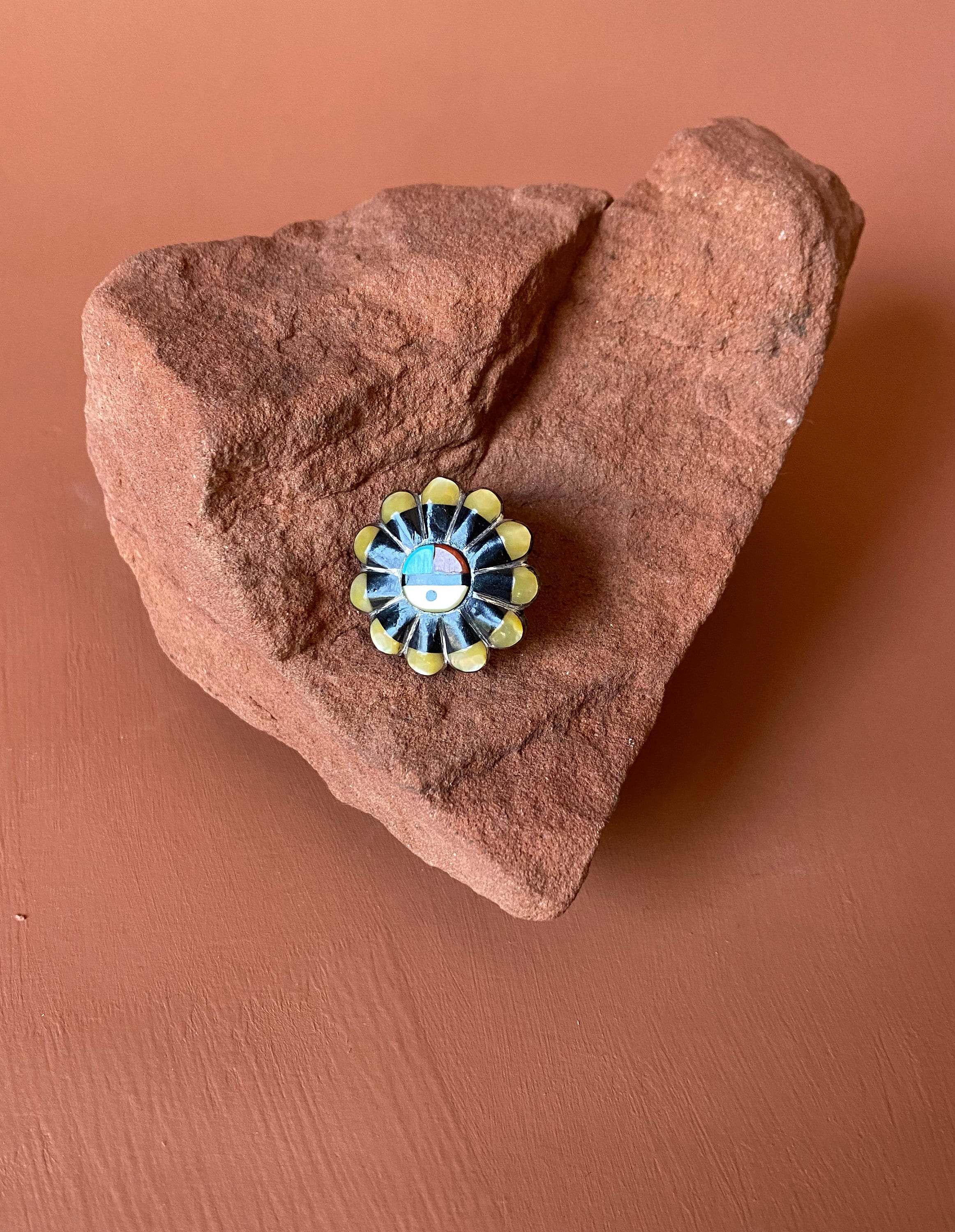 Zuni Sunface Stone Inlay Pin Native American Sun Chief - Etsy