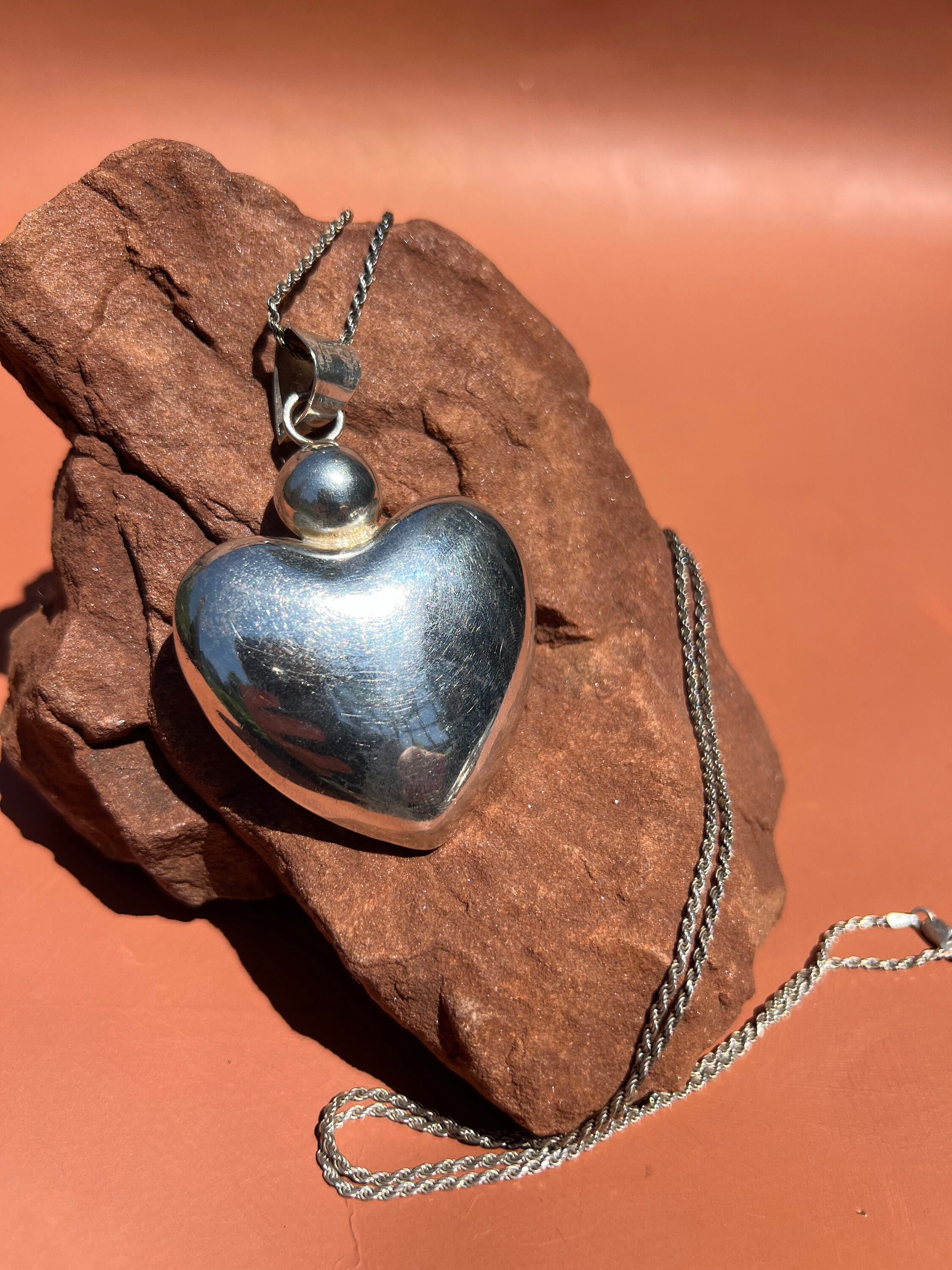 Vintage Mexican Heart Pendant - Etsy Vintage Mexican Heart Pendant - Etsy