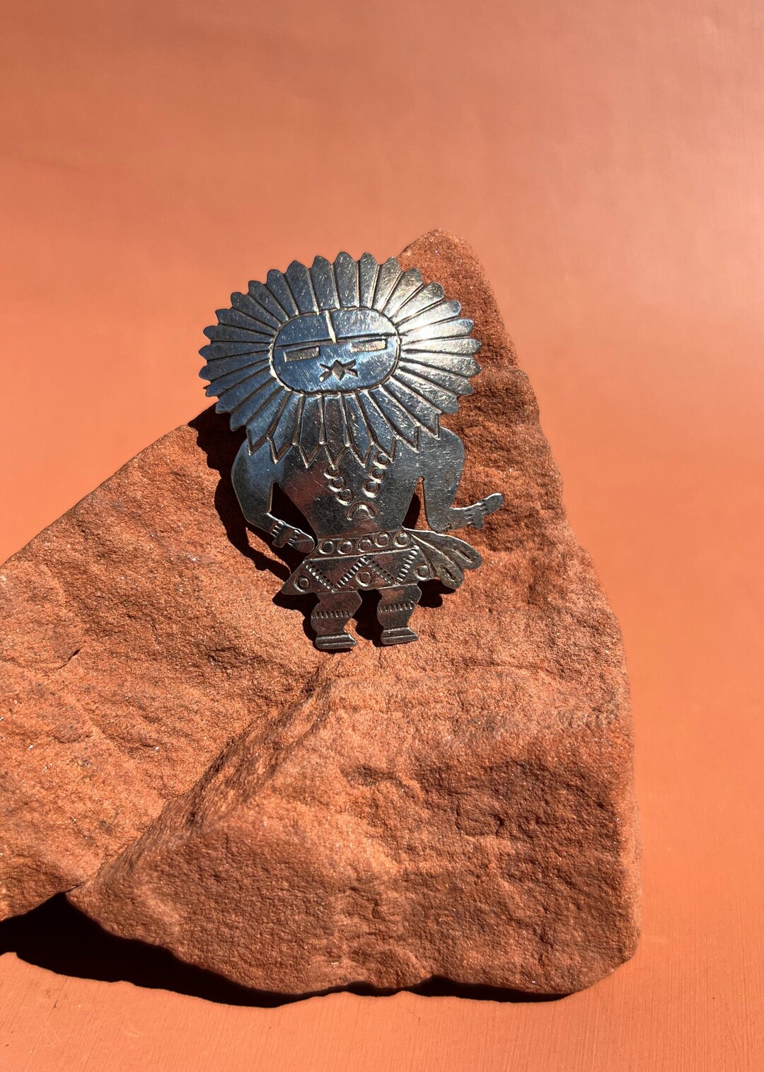 Zuni Sterling Sunface Kachina Pin Native American Dawa Kachina Sterling ...