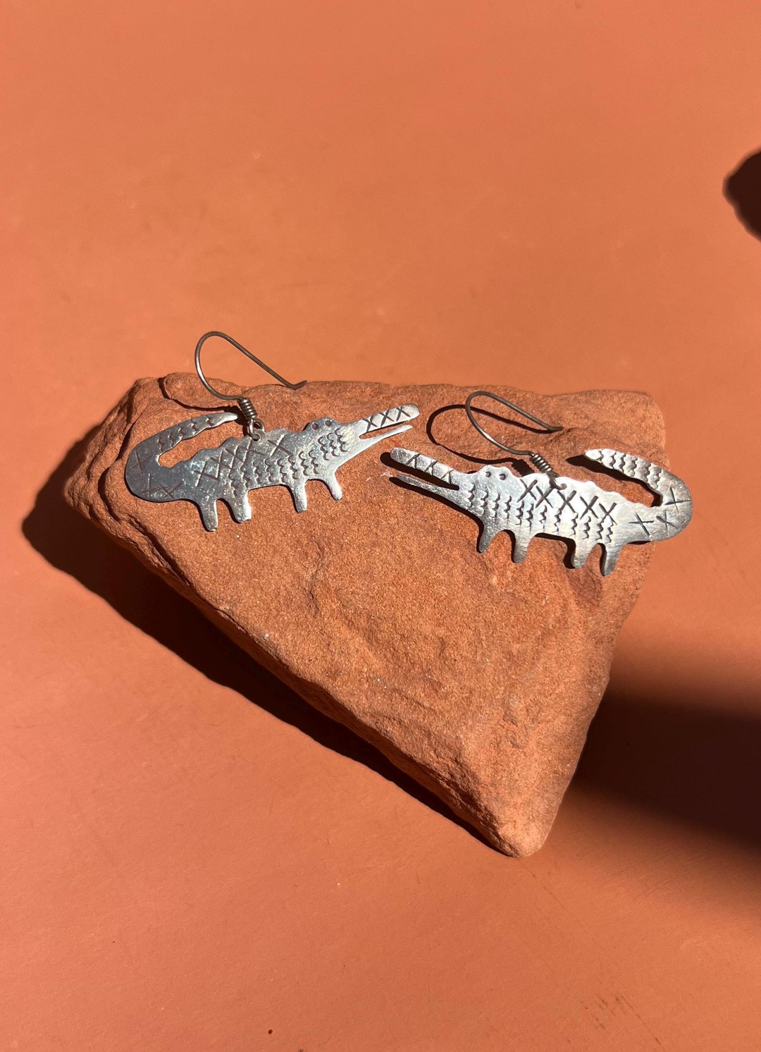 Native American Sterling Alligator Earrings | Stamped Sterling ...