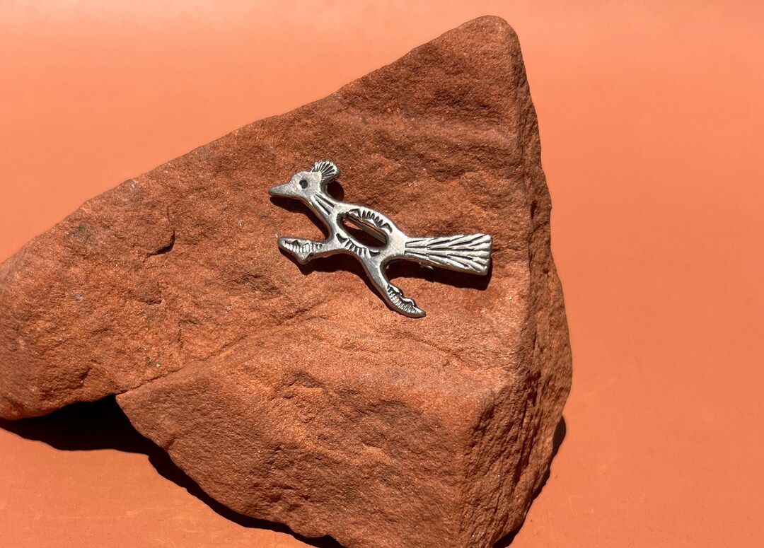 Native American Sterling Roadrunner Pin | Stamped Sterling Roadrunner ...
