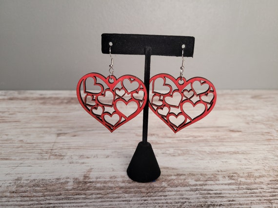 Heart Earrings Digital Files SVG EPS Glowforge Laser | Etsy