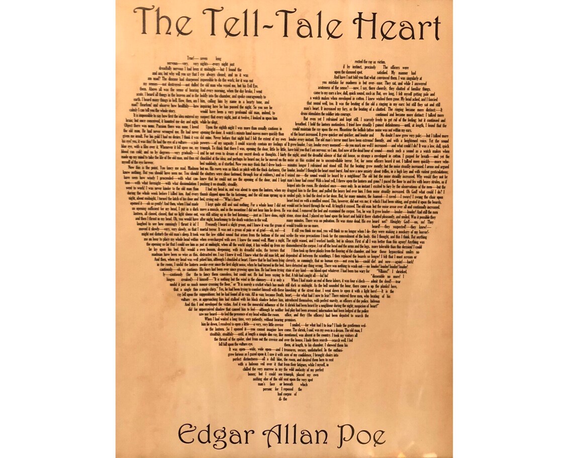 The Tell Tale Heart - Full Text Poster - Etsy