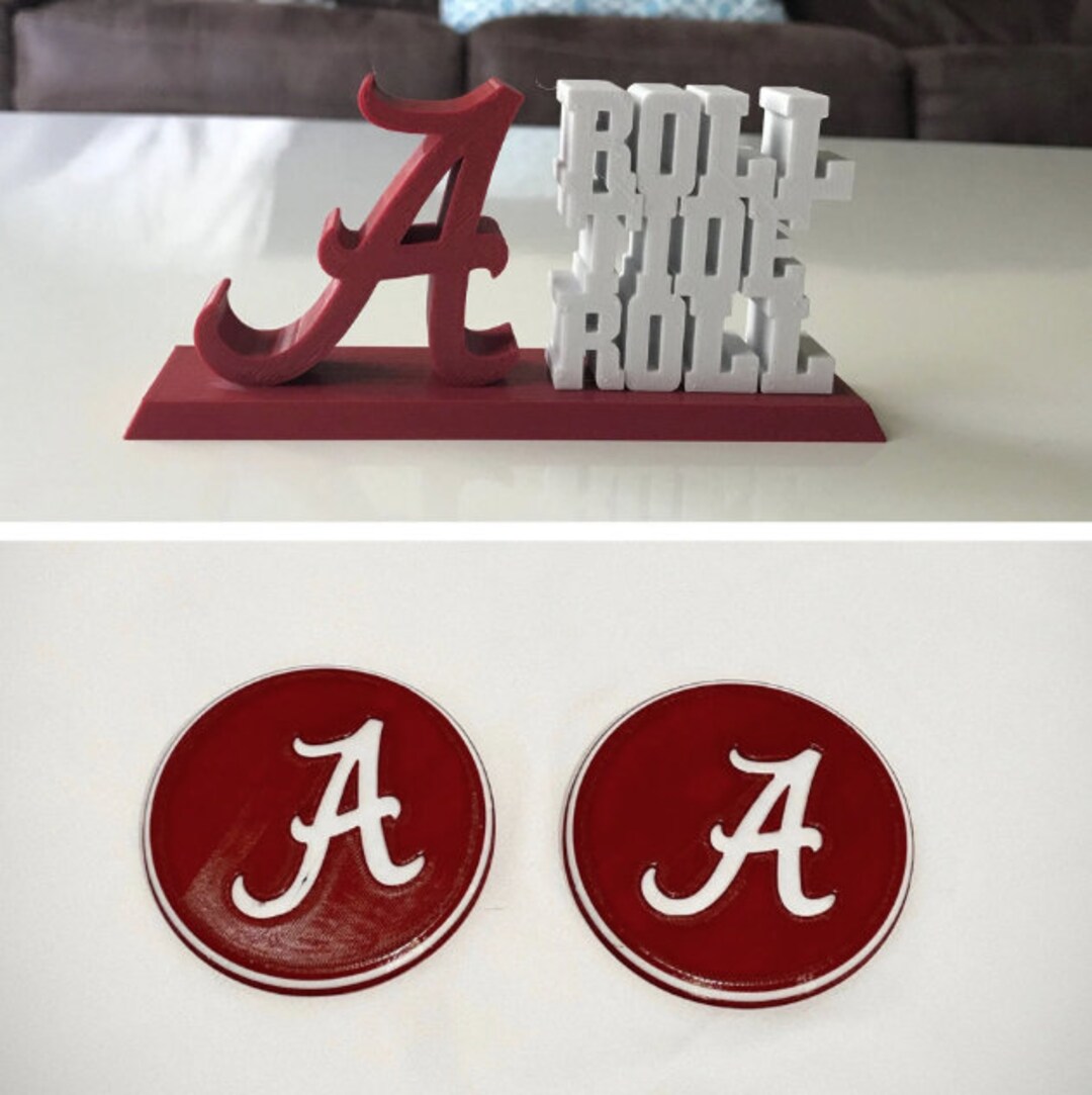 Alabama Desk Set and Coaster Bundle, 3D Printed With Plastic - Etsy