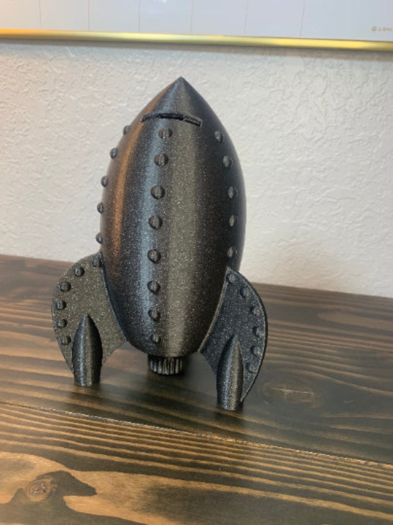 SPACESHIP COIN BANK 3D Printed Rocket Spacecraft Outer Space Nasa Piggy ...