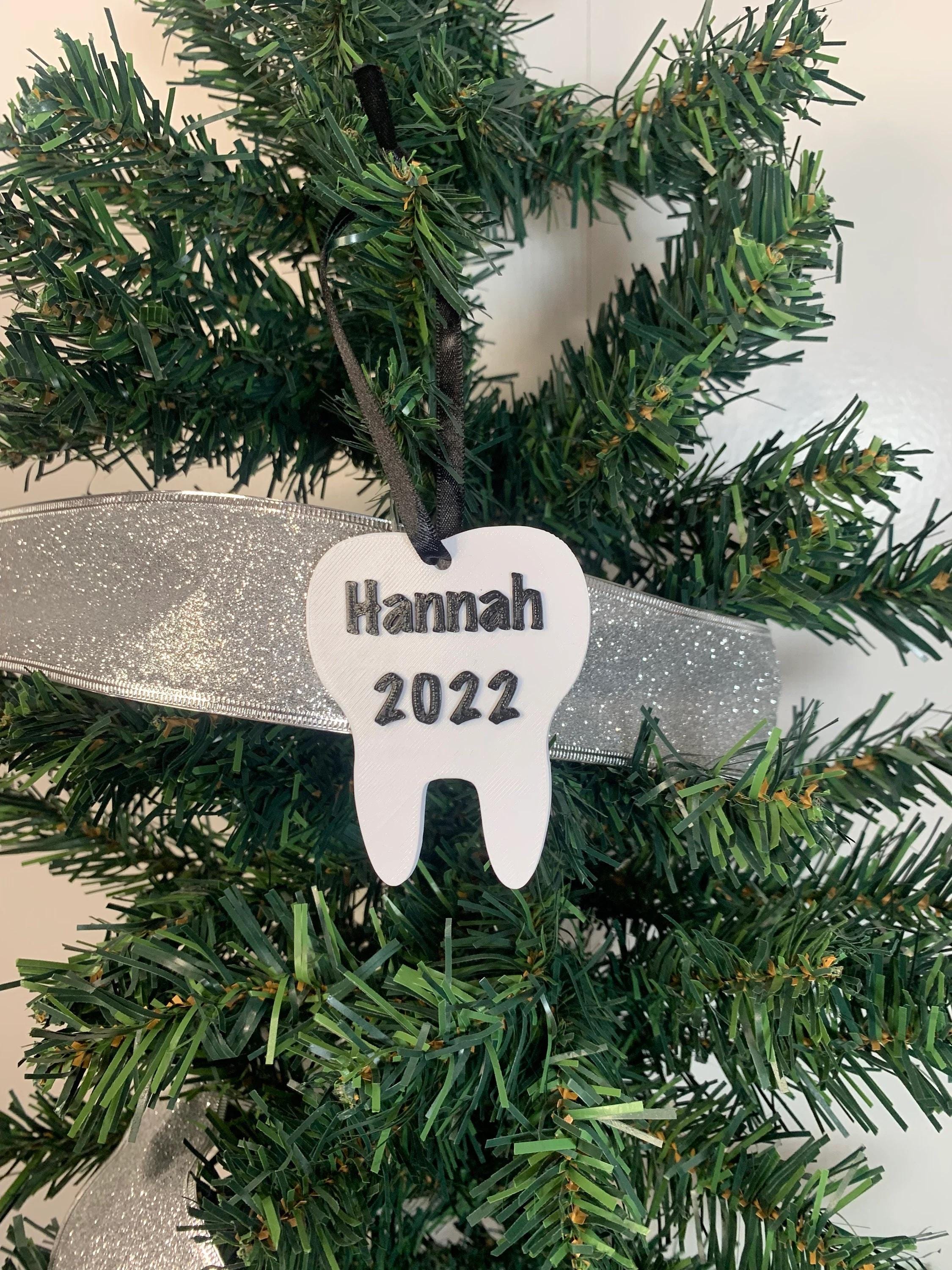 Customizable Tooth Shaped Name Ornament, 3D Printed With Plastic - Etsy