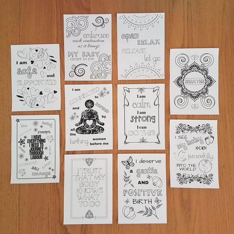 10 Birth Affirmation Colouring Pages - Etsy