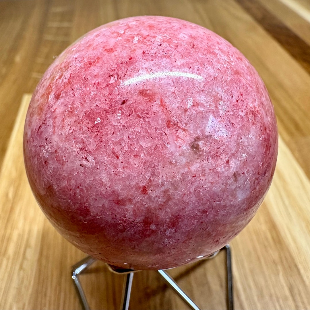 Pink Thulite Sphere: Polished Rosaline Zoisite Crystal Ball, UV ...