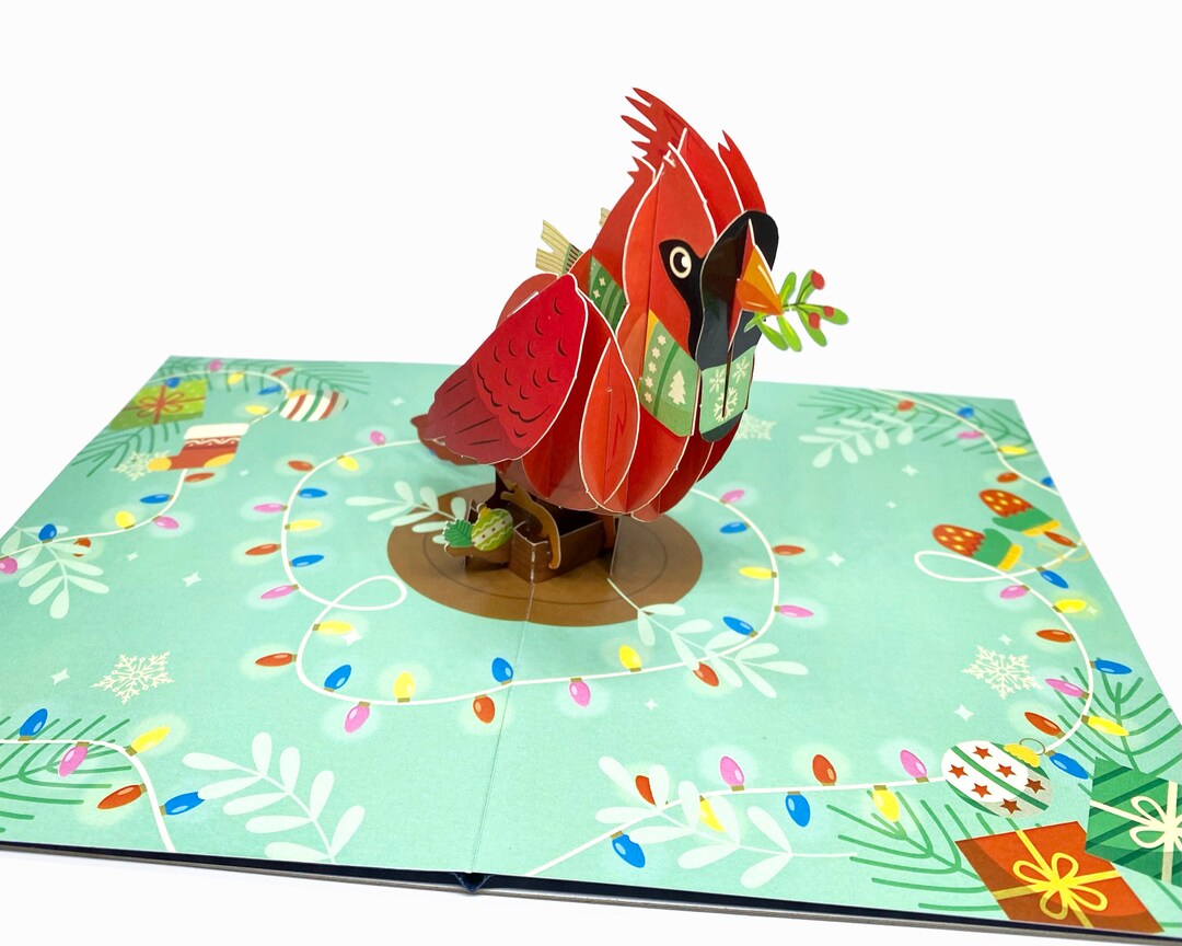 Christmas Cardinal Bird Pop up Card Special 3D Christmas Card - Etsy