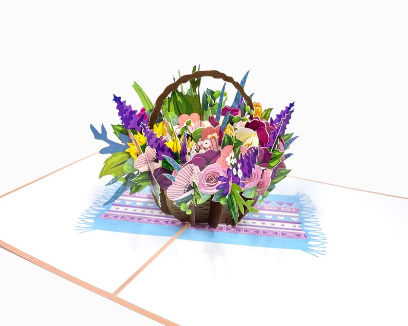 Flower Basket Pop up Card, Floral Mother's Day Card, Mother's Day Card ...