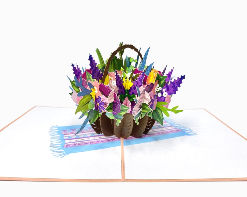 Flower Basket Pop up Card, Floral Mother's Day Card, Mother's Day Card ...