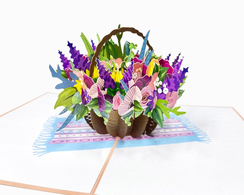 Flower Basket Pop up Card, Floral Mother's Day Card, Mother's Day Card ...