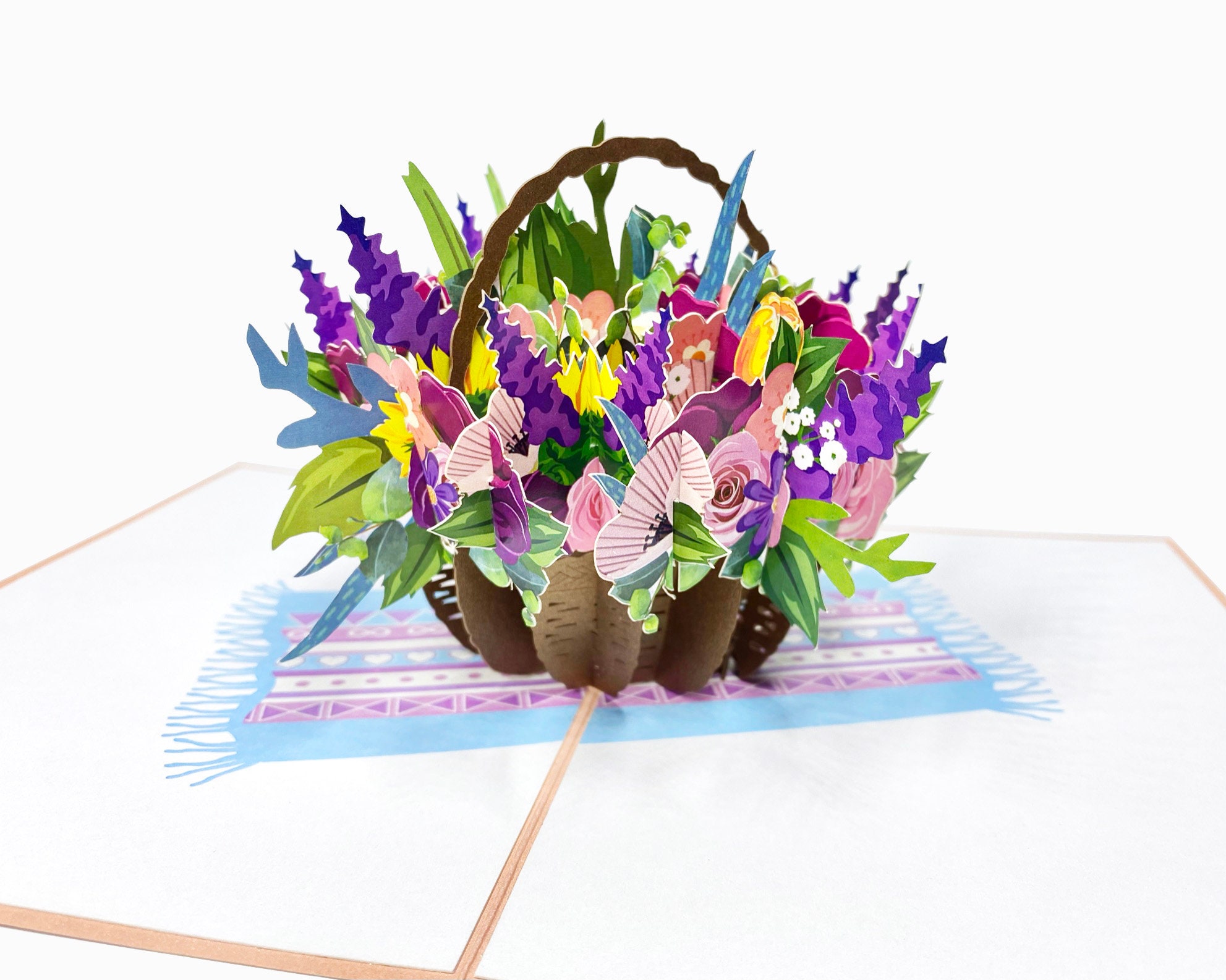 Flower Basket Pop up Card, Floral Mother's Day Card, Mother's Day Card ...