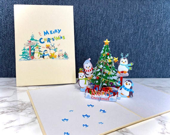3D Penguin Christmas Tree Pop up Card Special 3D Xmas Card - Etsy