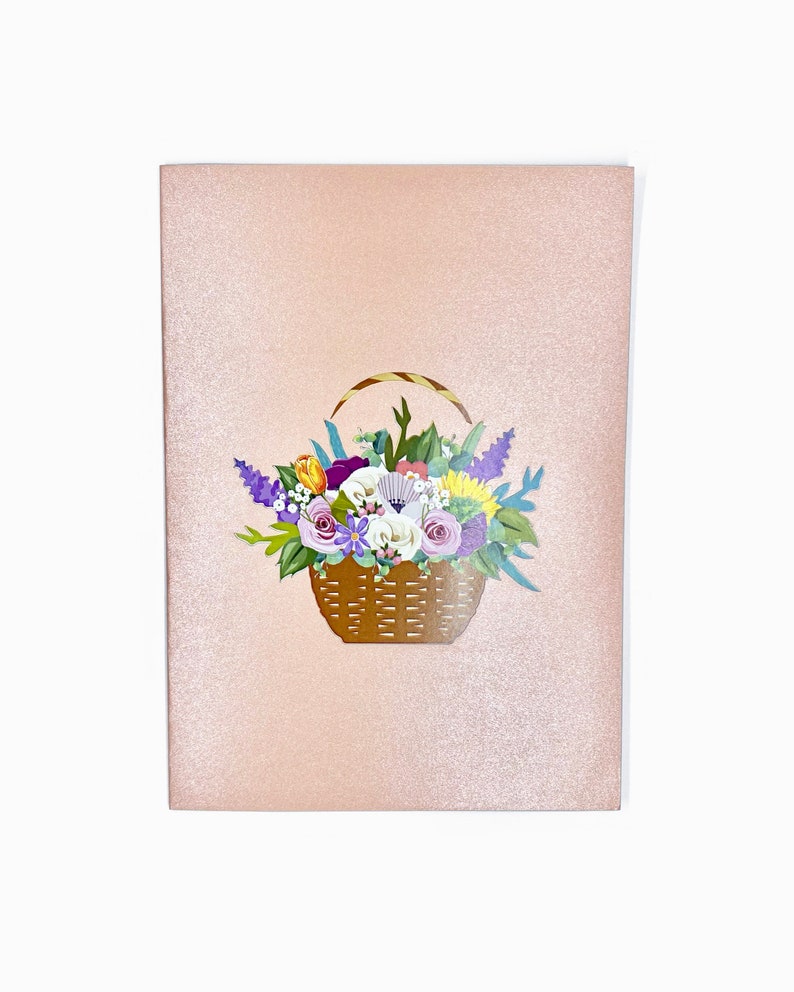 Flower Basket Pop up Card, Floral Mother's Day Card, Mother's Day Card ...